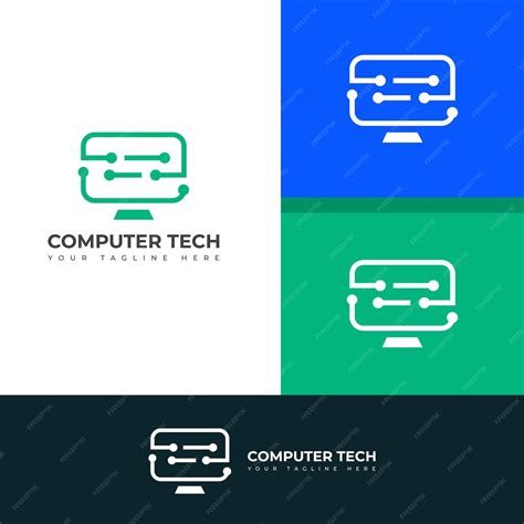 premium vector computer tech logo computer logo template software