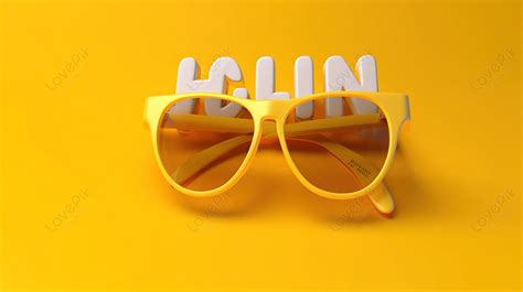 흰색 선글라스로 밝은 노란색 3d 렌더링된 여름 인사말 노란 배경 여름 그림 배경 여름 방학 배경 이미지 Hd 노란 여름 그림 여름 방학 배경 사진 무료 다운로드