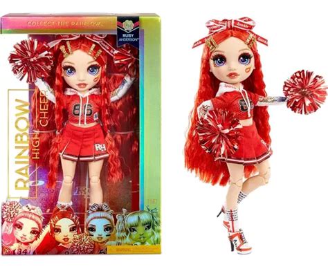 Boneca Rainbow High Cheer Ruby Red Cheerleader C 2 Pom Poms