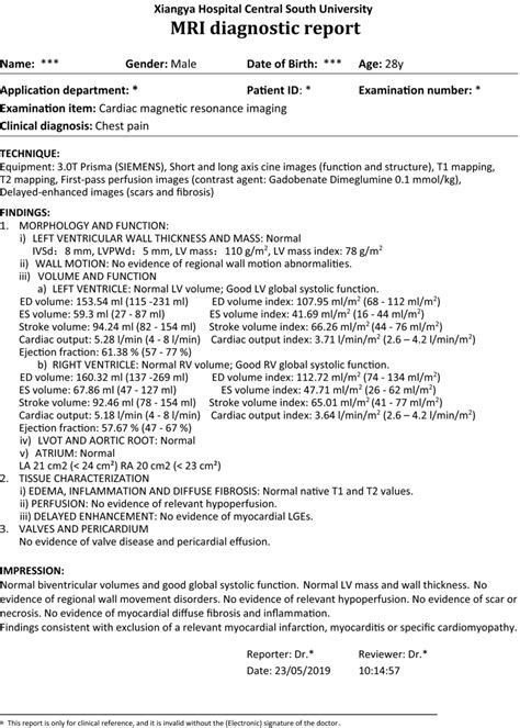 An Example Of Structured Reporting Of Cardiovascular Magnetic Resonance Download Scientific