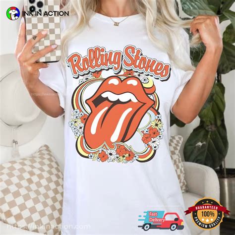 Rolling Stones Lips Tongue Floral Hawaiian Shirt Ink In Action