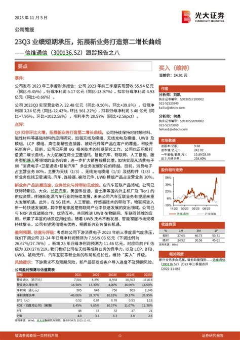 跟踪报告之八：23q3业绩短期承压，拓展新业务打造第二增长曲线
