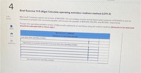 solved brief exercise 11 5 algo calculate operating