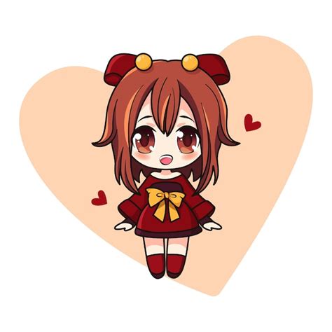 Menina Bonita E Kawaii Vestido Com Cora Es Felizmente Manga Chibi Menina Com Cora Es