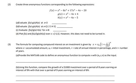 Solved 2 Create Three Anonymous Functions Corresponding To