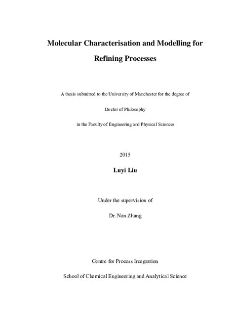Pdf Molecular Characterisation And Modelling For Refining Processes