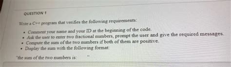 Solved Question 1 Write A C Program That Verifies The