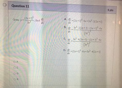Solved 5 Pts Question 10 Find The Derivative A