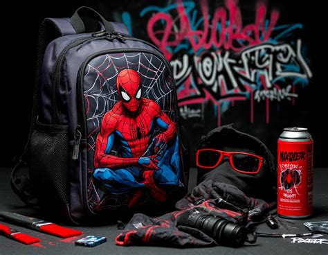 Spider Backpack In Front Of Us On A Black Background Lies A Dark