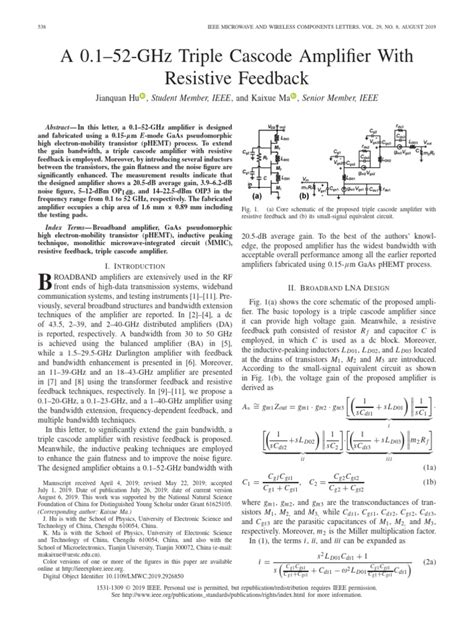 A 0 152 Ghz Triple Cascode Amplifier With Resistive Feedback Pdf Amplifier Analog Circuits