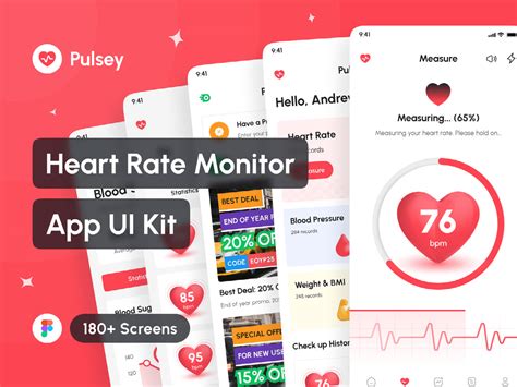 Pulsey Heart Rate Monitor App UI Kit On Behance Behance