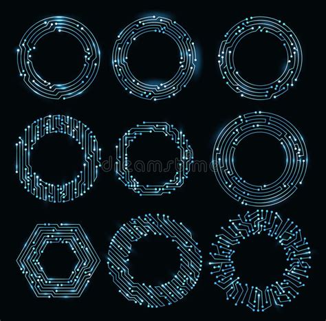 Circuit Board Circle Frames Abstract Digital Round Frame Hardware