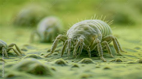 Dust Mite As Seen Through A Microscope High Magnification On A
