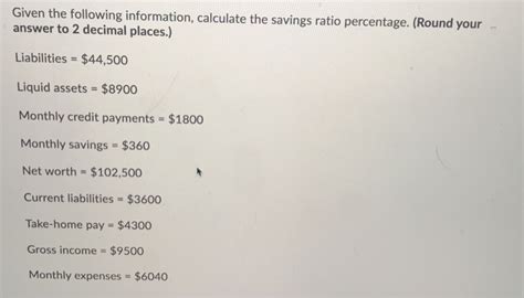 Solved Given The Following Information Calculate The