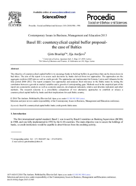 Pdf Basel Iii Countercyclical Capital Buffer Proposal The Case Of