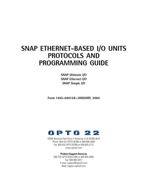 Snap Ethernet Based I O Units Protocols And Programming Guide