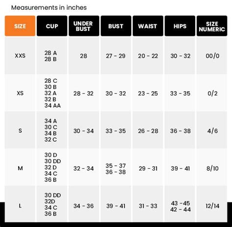 Size Chart Frankies Bikinis Fitness Hub Shop