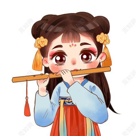 古风吹笛子的女孩卡通人物古装少女png古风女孩古风女孩古装女孩素材免费下载 觅知网