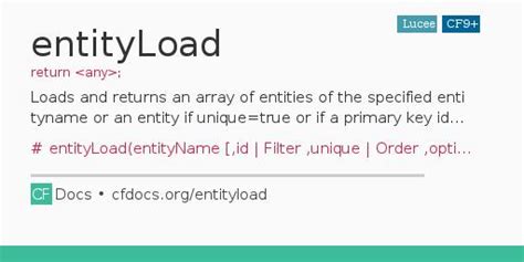 entityload code examples and cfml documentation