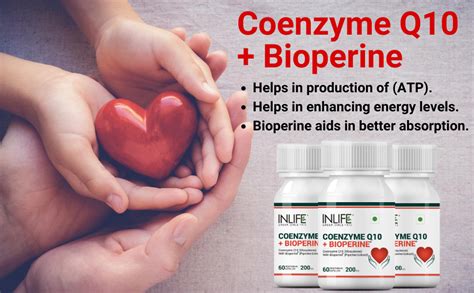 Inlife Coenzyme Q10 Coq10 200mg With Bioperine Piperine 8mg