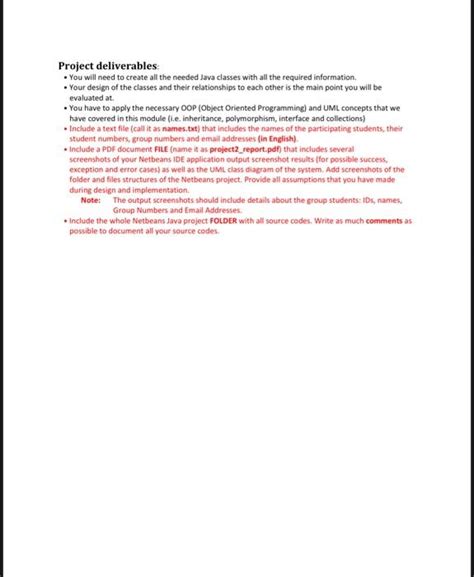 Project 2 Description Object Oriented Programming