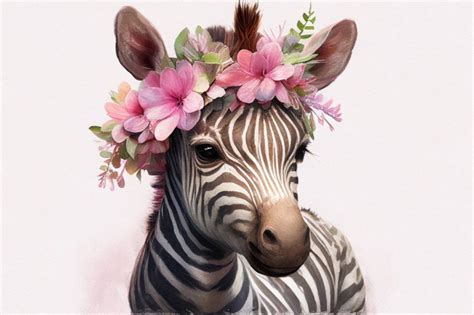 Spring Zebra With Flowers By Athena Thehungryjpeg