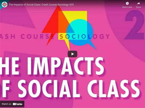 Crash Course Sociology 25 The Impacts Of Social Class Instructional