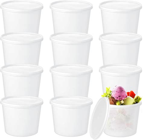 12 Pcs 1 Gallon Ice Cream Buckets With Lids 135 Oz Round