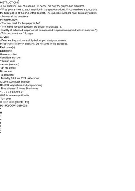 ocr computer science a level h446 02 algorithms and programming june 2024 ocr stuvia us