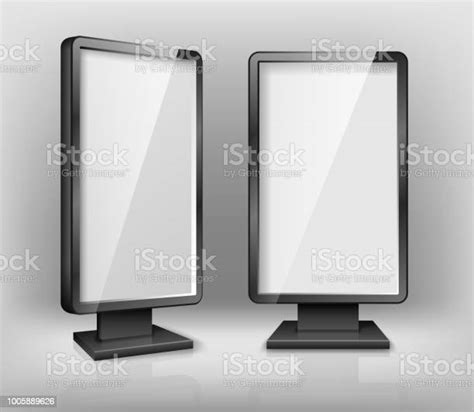 빈 라이트 박스 템플릿입니다 거리 3d 소매 조명 광고 판 광고 및 디자인에 대 한 현실적인 라이트 박스 화면입니다 벡터 일러스트 레이 션 3차원 형태에 대한 스톡 벡터