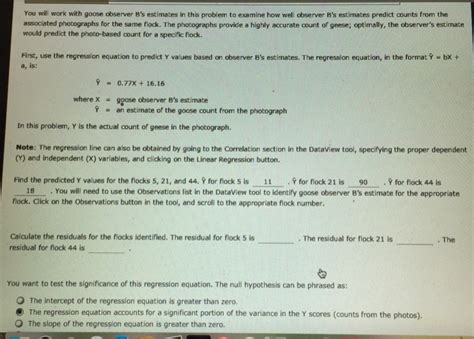 Solved 6 Residuals And Significance Testing With A Chegg Com