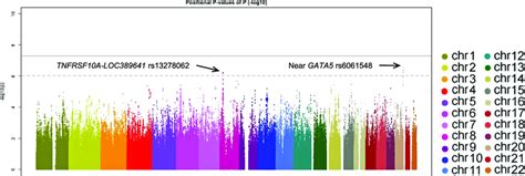 Manhattan Plot For Discovery Gwas Using 610 Patients With Central