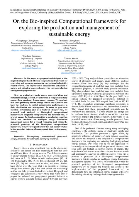 Pdf On The Bio Inspired Computational Framework For Exploring The Production And Management Of
