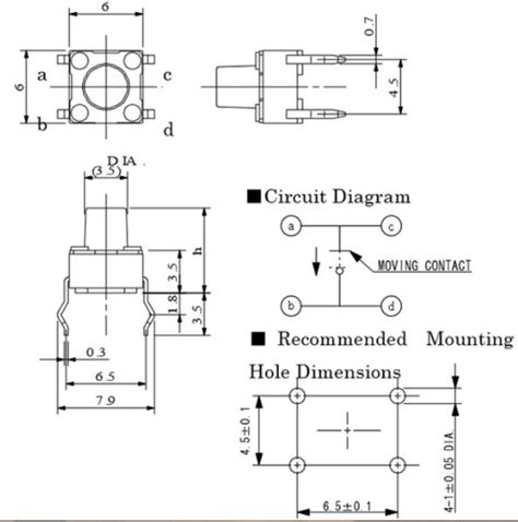 Push Button Tactile Switch Pinout Connections Uses Components Monofindia