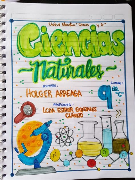 Caratula De Ciencias Naturales Lettering Anime