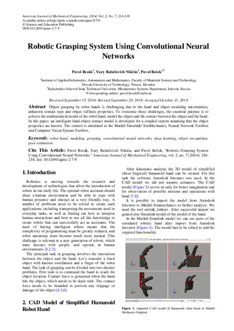 Pdf Robotic Grasping System Using Convolutional Neural Networks