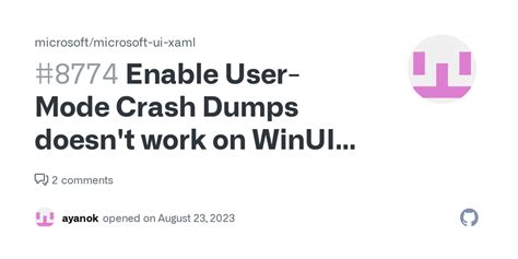 enable user mode crash dumps doesn t work on winui3 apps · issue 8774