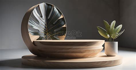 배경에 화려한 최고의 3d 아트 제품 공간 Sppresentation 상단의 나무 연단 모형 사진 무료 다운로드 Lovepik