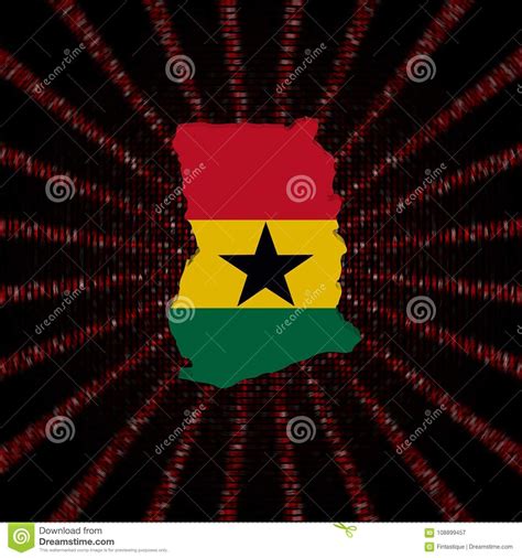 Ghana Map Flag On Red Hex Code Burst Illustration Stock Illustration