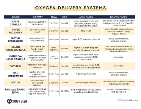 Ss Oxygen Delivery Systems Nasal Cannula Simple Face Mask High Flow