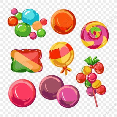 사탕 클립 아트 다채로운 사탕과 사탕 포장지 세트 만화 벡터 Png 일러스트 무료 다운로드 Lovepik