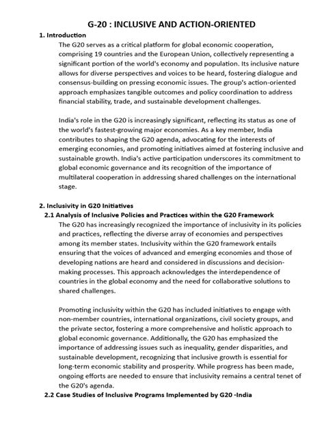 G 20 Inclusive And Action Oriented Pdf Sustainability Sustainable Development