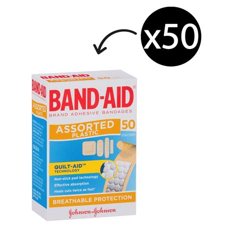 Adhesive Band Aid Strips Assorted Shapes Pack Of 50 Winc