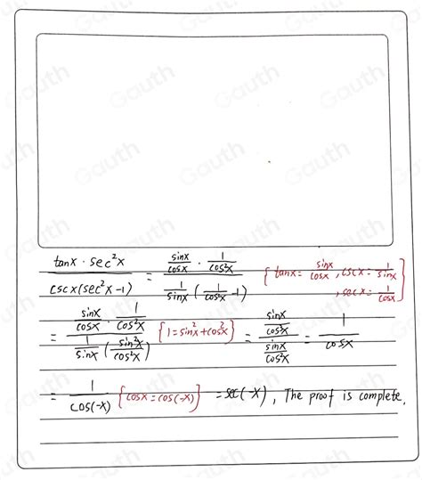 Solved Prove The Following Identities Tan X Sec X Csc X Sec X Sec X Algebra