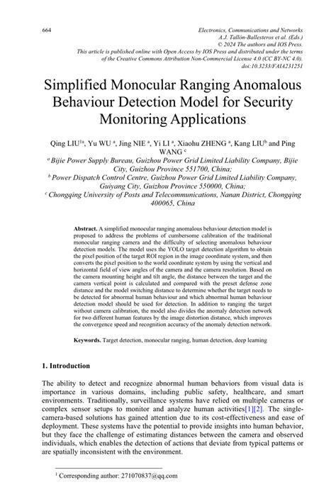 Pdf Simplified Monocular Ranging Anomalous Behaviour Detection Model For Security Monitoring