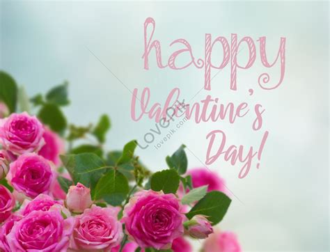 해피 발렌타인 데이 인사와 함께 파란색 보케 배경에 사진 무료 다운로드 Lovepik