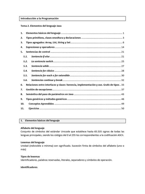 Tema 02 Elementos Del Lenguaje Java Pdf Java Lenguaje De Programación Lenguaje De