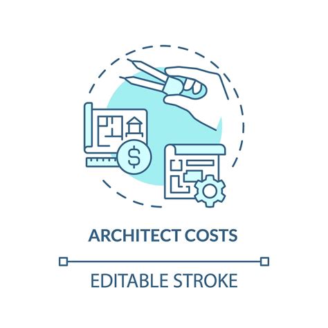 2d Editable Blue Architect Costs Icon Monochromatic Isolated Vector Construction Cost Thin