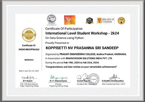 Participated In International Level Data Science Workshop Sandeep