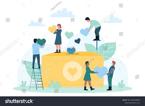 Charity Support Help Community Cartoon Tiny Stock Vector Royalty Free